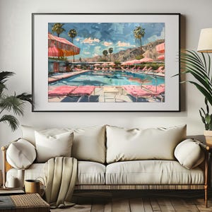 Vintage Art "retro Poolside" Digital Print | Mid-century Modern Wall ...
