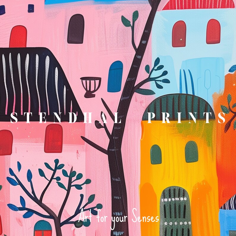 Colorful Village Art 'rural Pathway' | Whimsical Landscape Painting ...