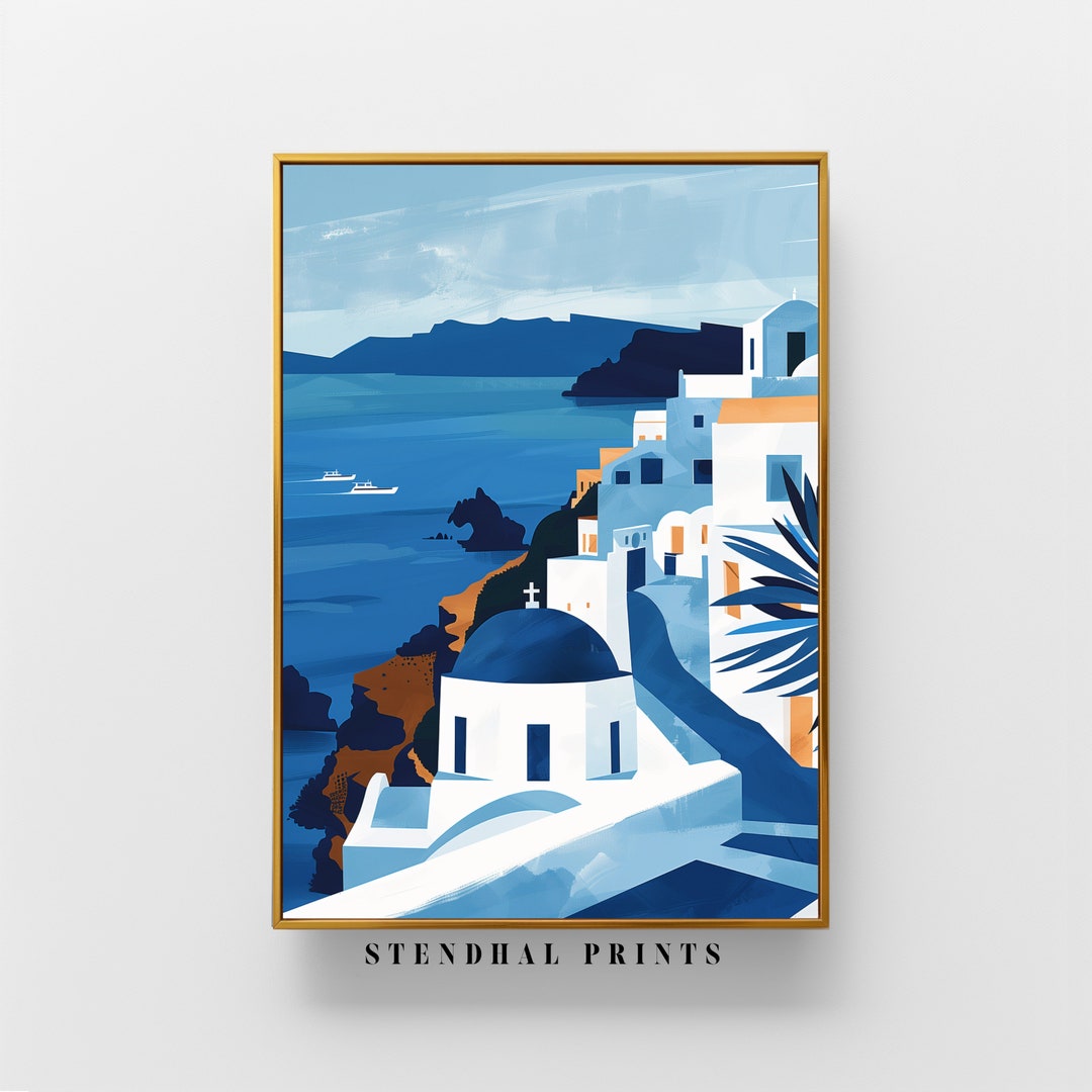 Greek Island Wall Art Print "mediterranean Coast View" | Santorini ...