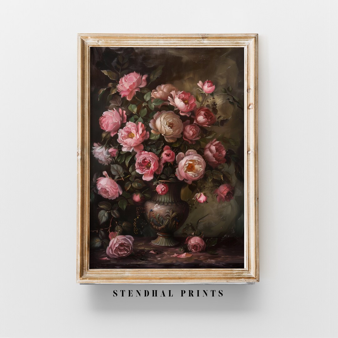 Vintage Floral Art "rose Elegance" Timeless Rose Bouquet Print ...