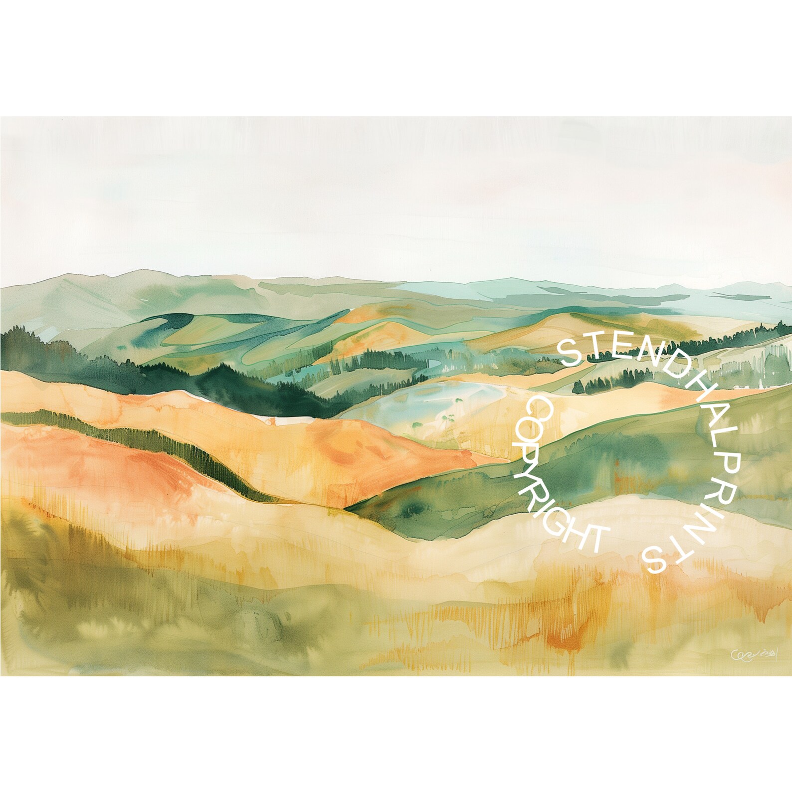 Watercolor Horizon Landscape Art | "watercolor Horizons" | Abstract ...