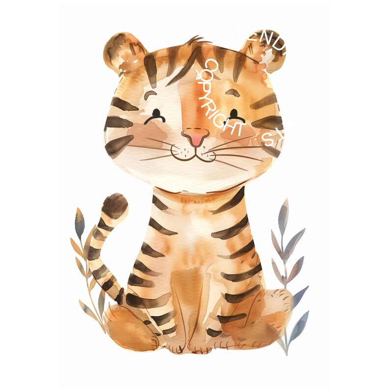 Majestic Jungle Cat Illustration | Watercolor Art Print 'tiger's Gaze ...