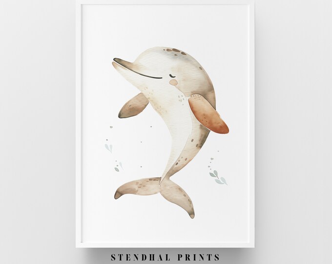 Watercolor Dolphin Art Print 'dolphin Dance' | Peaceful Ocean Animal ...