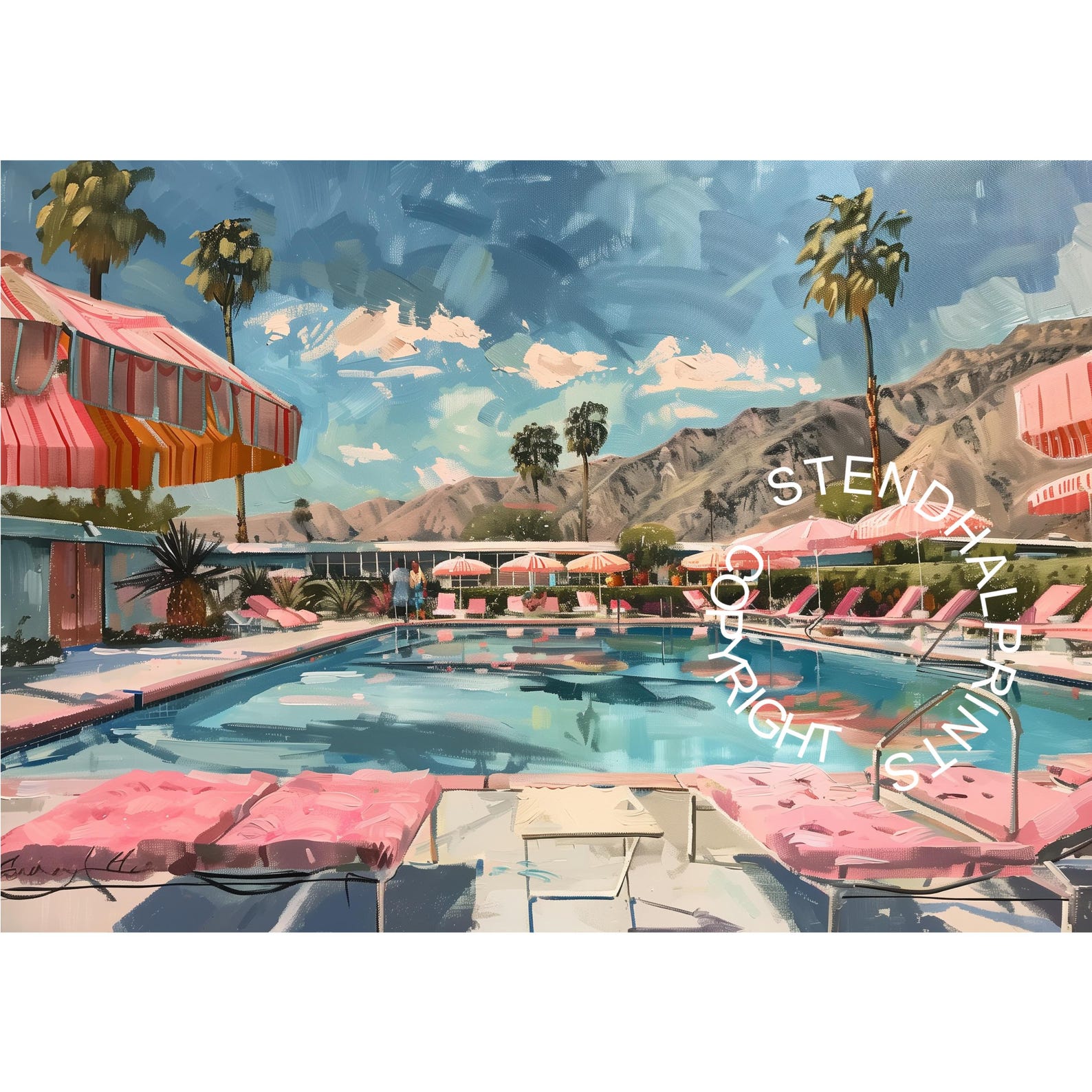 Vintage Art "retro Poolside" Digital Print | Mid-century Modern Wall ...