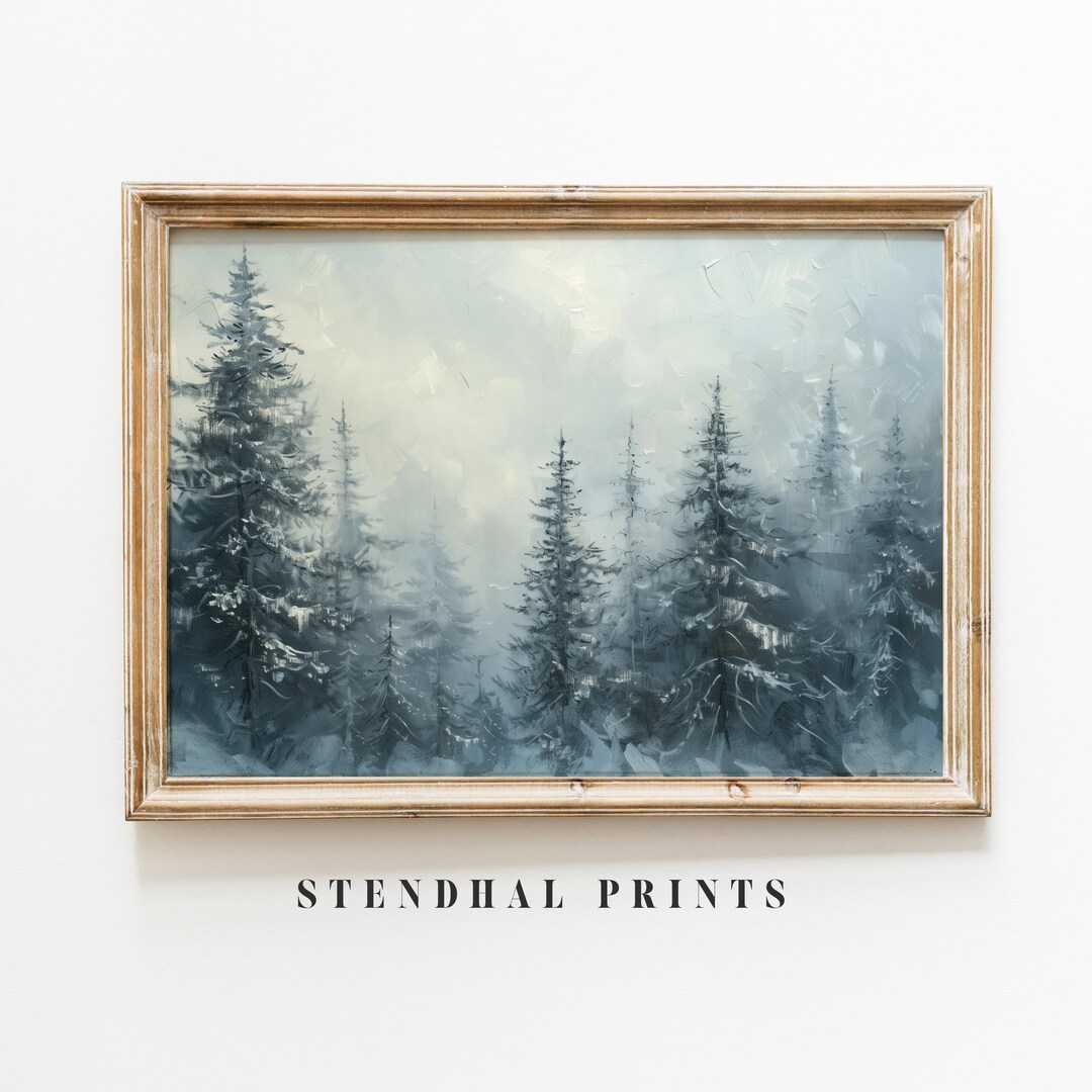 Frosted Silhouettes Art "winter's Whisper" Snow-covered Pine Trees ...