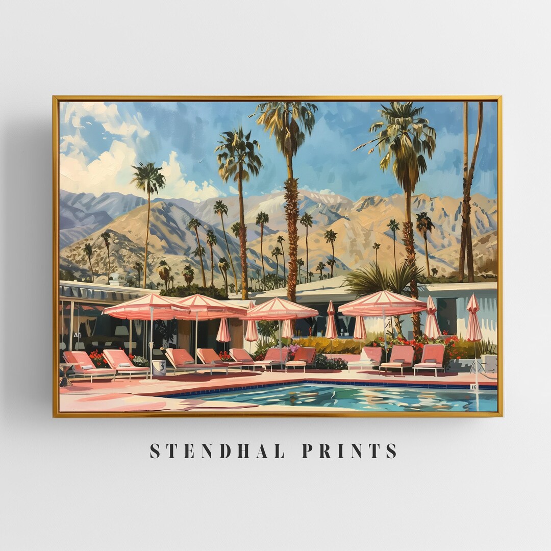 Retro Poolside Art "desert Oasis" Digital Print | Mid-century Modern ...