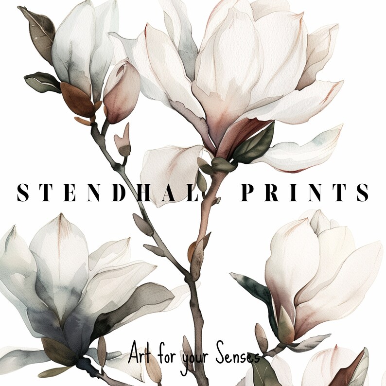 Gentle Floral Watercolor Magnolia Art Print "magnolia Elegance" Sublime ...