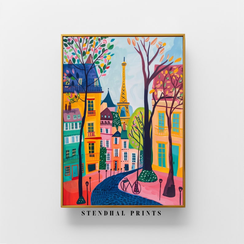Art Print "spring in Paris" Vibrant Parisian Cityscape With Eiffel ...