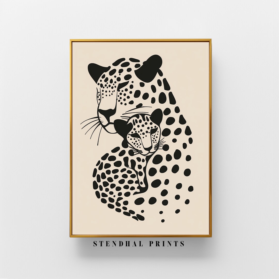 Modern Animal Art "leopard Bond" Digital Print | Minimalist Wildlife ...