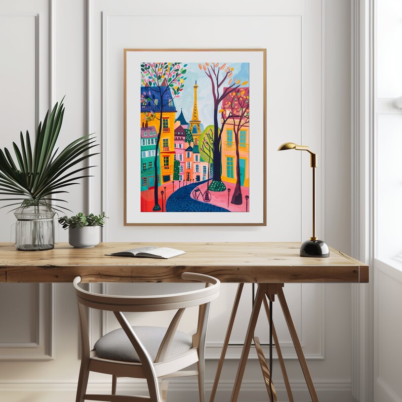 Art Print "spring in Paris" Vibrant Parisian Cityscape With Eiffel ...