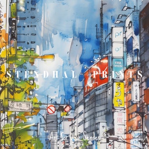 City Life Art "urban Daylight Watercolor" Print | Bustling City Life ...