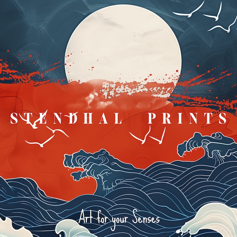 Crimson Waves Art Print | Ocean Sunset Wall Art | Abstract Seascape ...