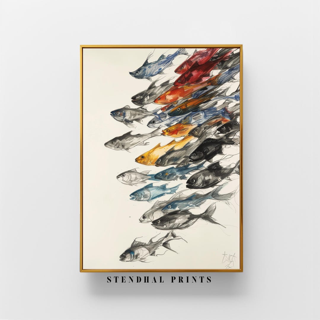 Ocean Life Digital Download | "fish Flow" Art Print | Vibrant School of ...