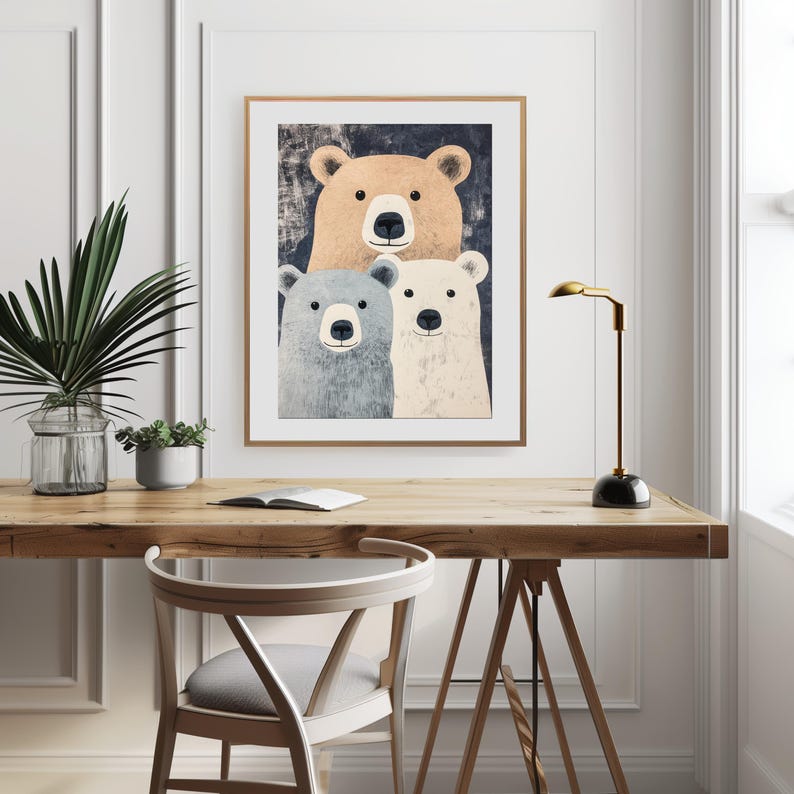 Adorable Bear Illustration Bear Trio Art Print | Nursery Wall Art ...
