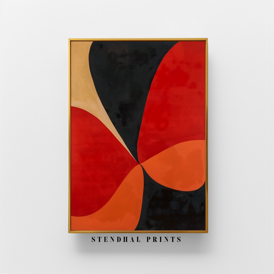 Bold Colorblock Print "red Geometric" Abstract Art | Modern Red and ...