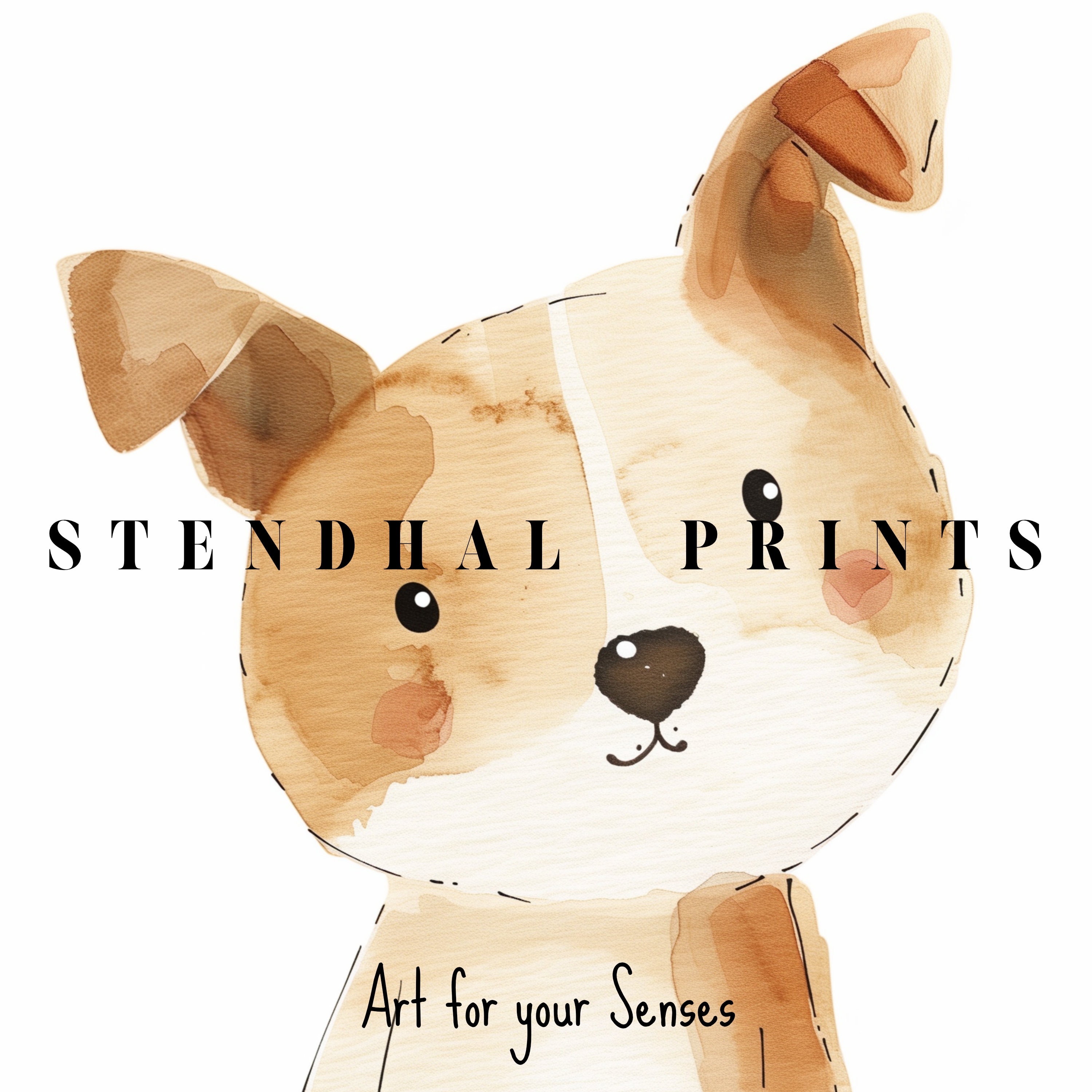 Adorable Watercolor Puppy Art Print 'puppy's Playtime' Charming Dog ...