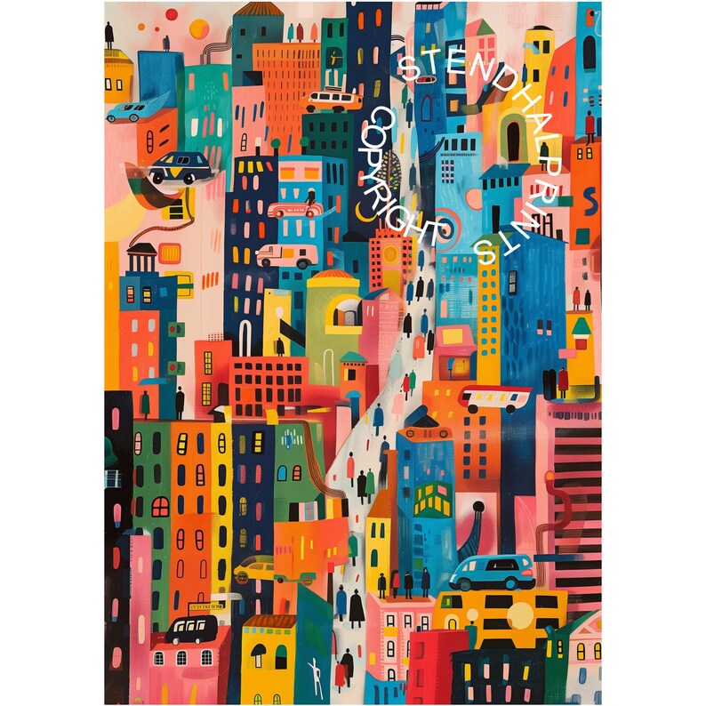 Art Print "urban Patchwork" Cityscape Digital Download | Playful ...