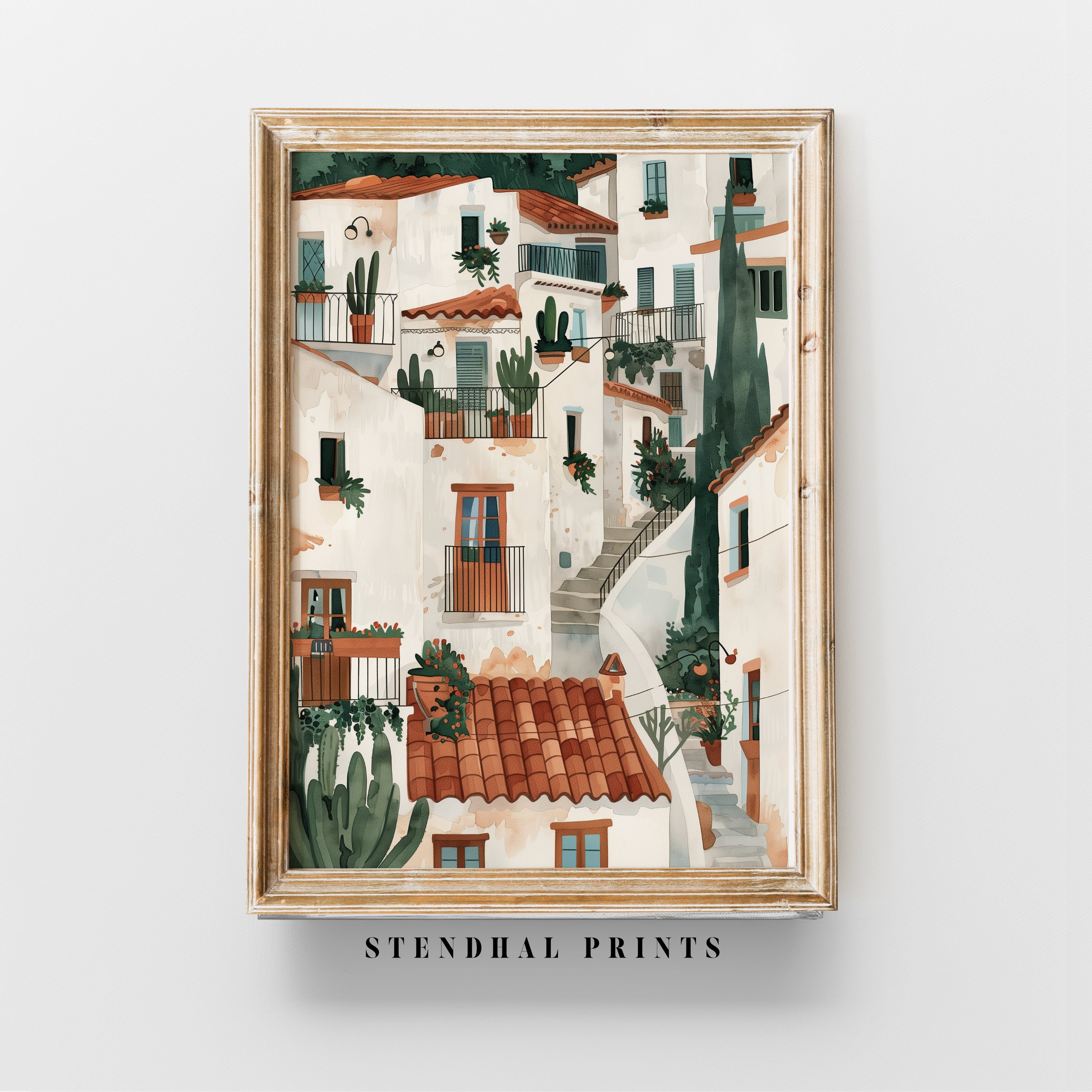 Spanish Village Digital Art | "village Idyll" Mediterranean ...