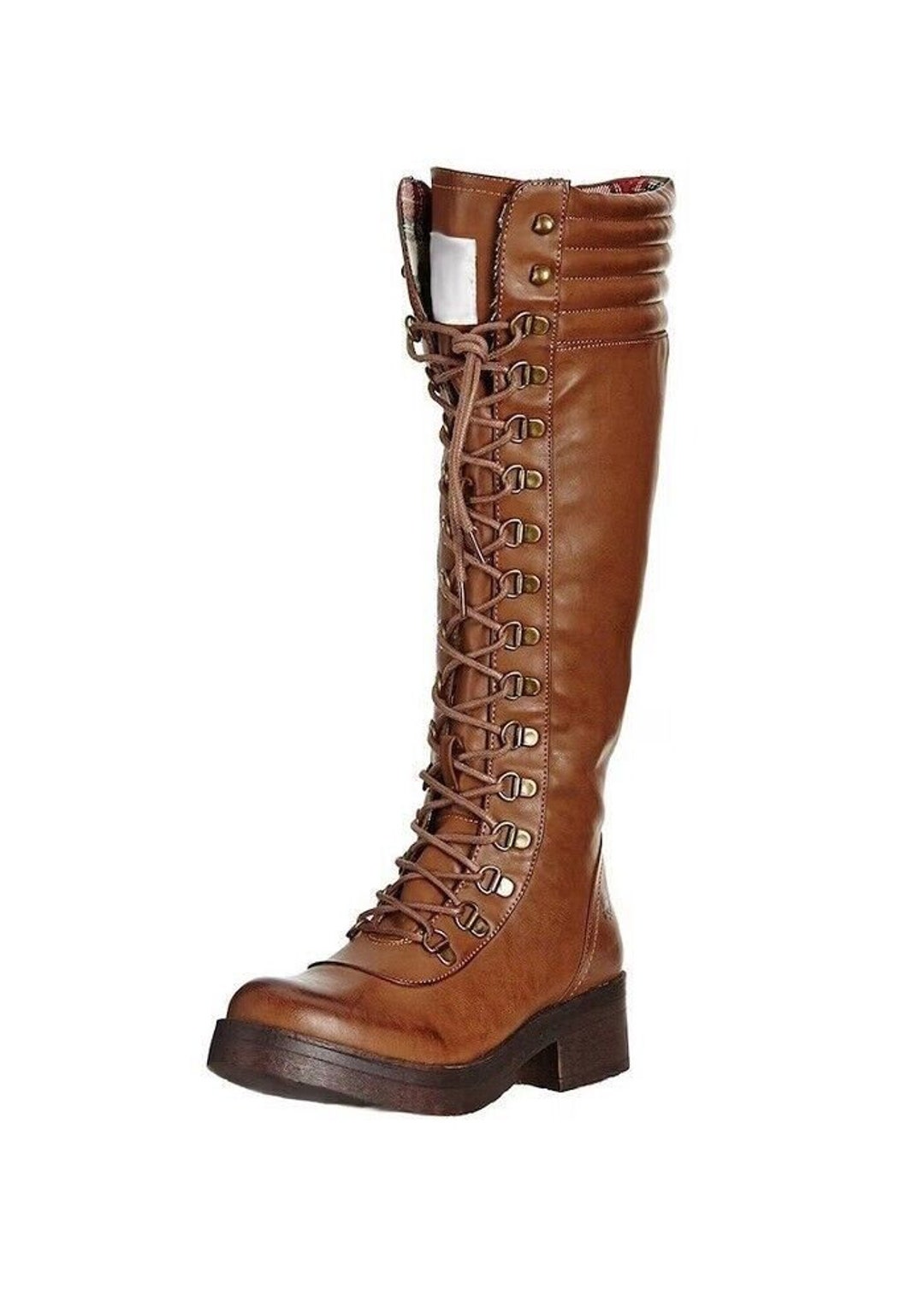 Men's Genuine Tan Leather Military Style Long Boots Custom Made Tall ...