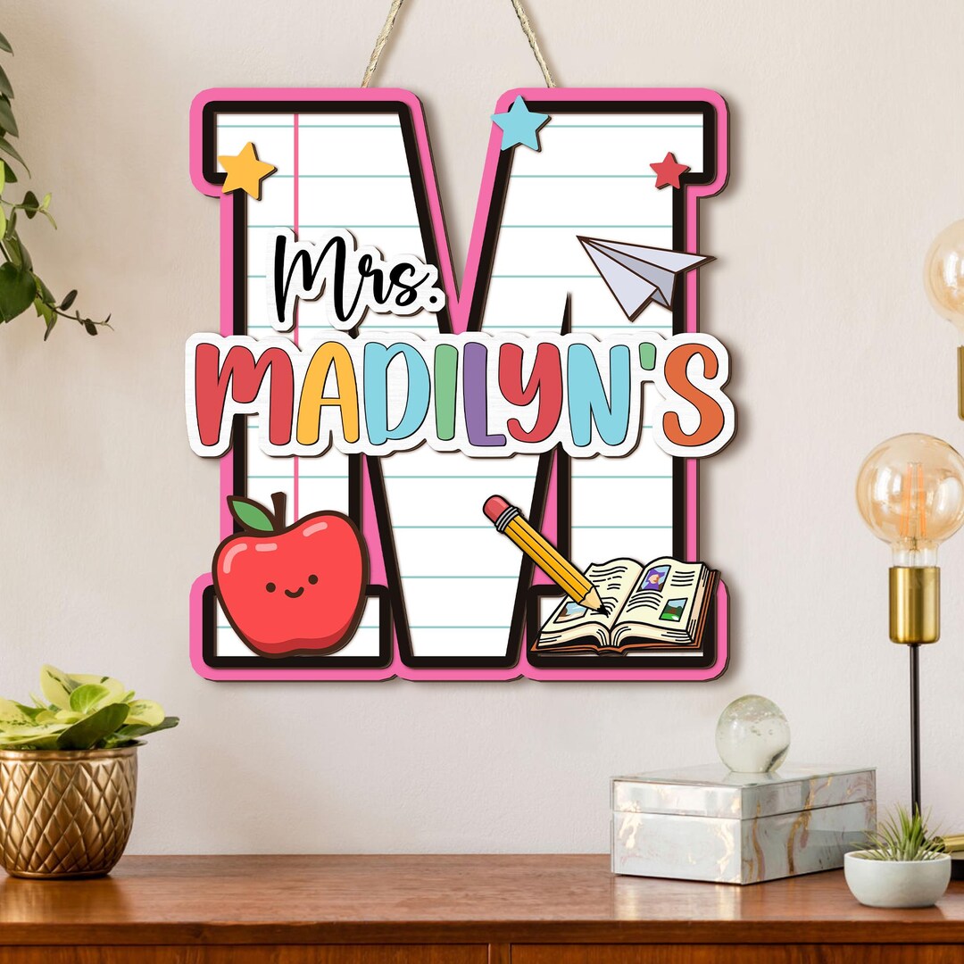 Custom Classroom 3D Wood Art, Teacher Name Door Sign, Teacher Letter ...