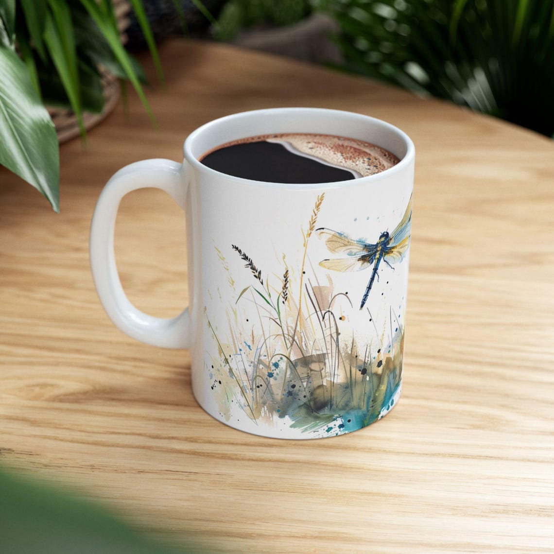 Dragonfly Watercolor Mug, Dragonfly Calligraph Mug, Dragonfly Coffee ...