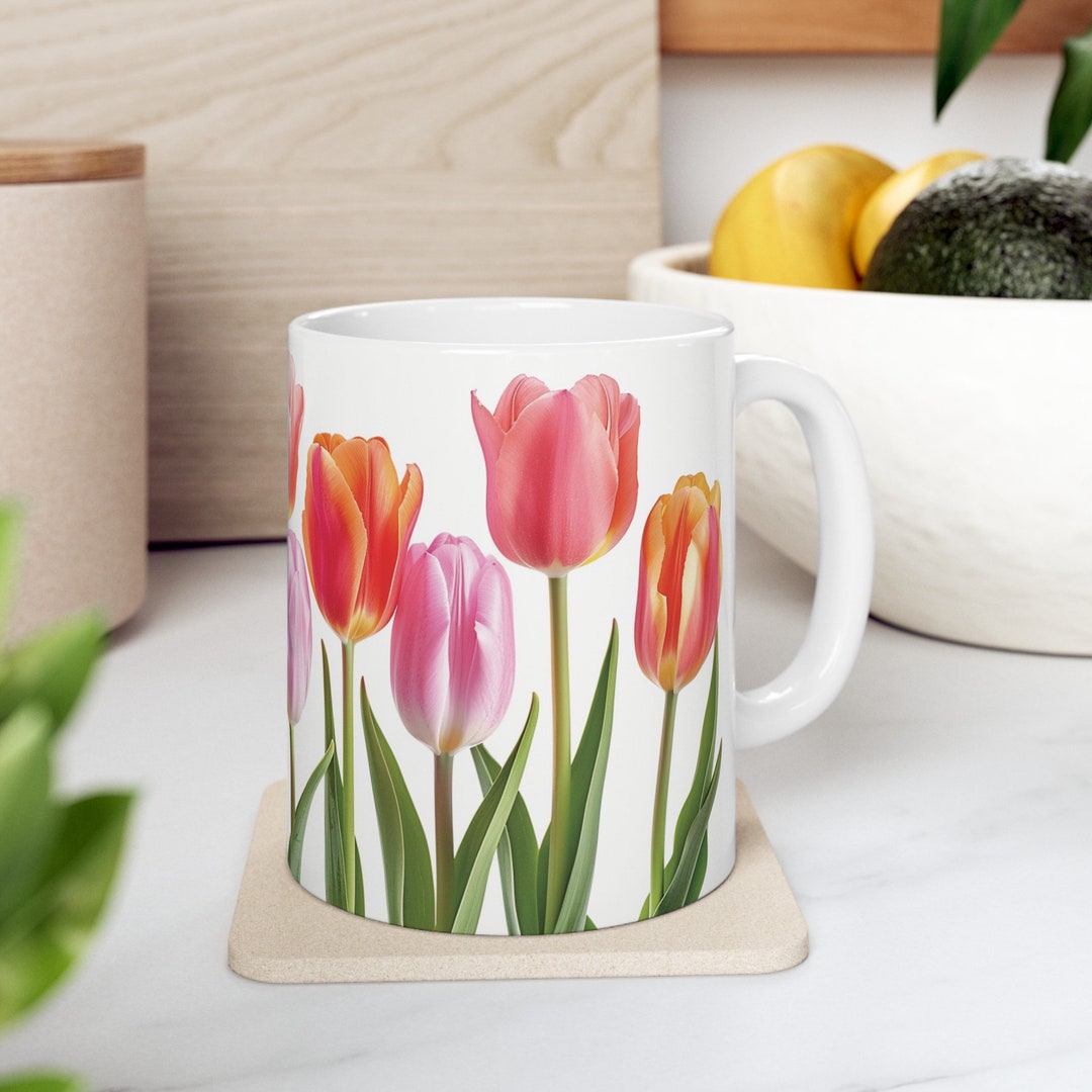 Spring Flower Mug, Spring Tulip Flower Mug, Floral Mug, Gift for Mom ...