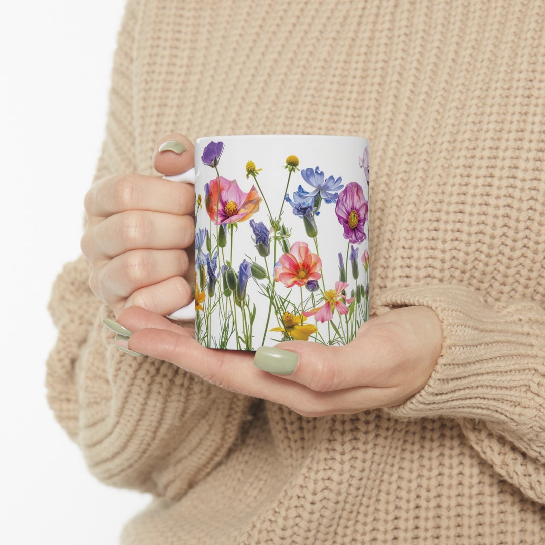 Wild Spring Flowers Mug, Happy Mother's Day Gift, Floral Coffee Mug ...