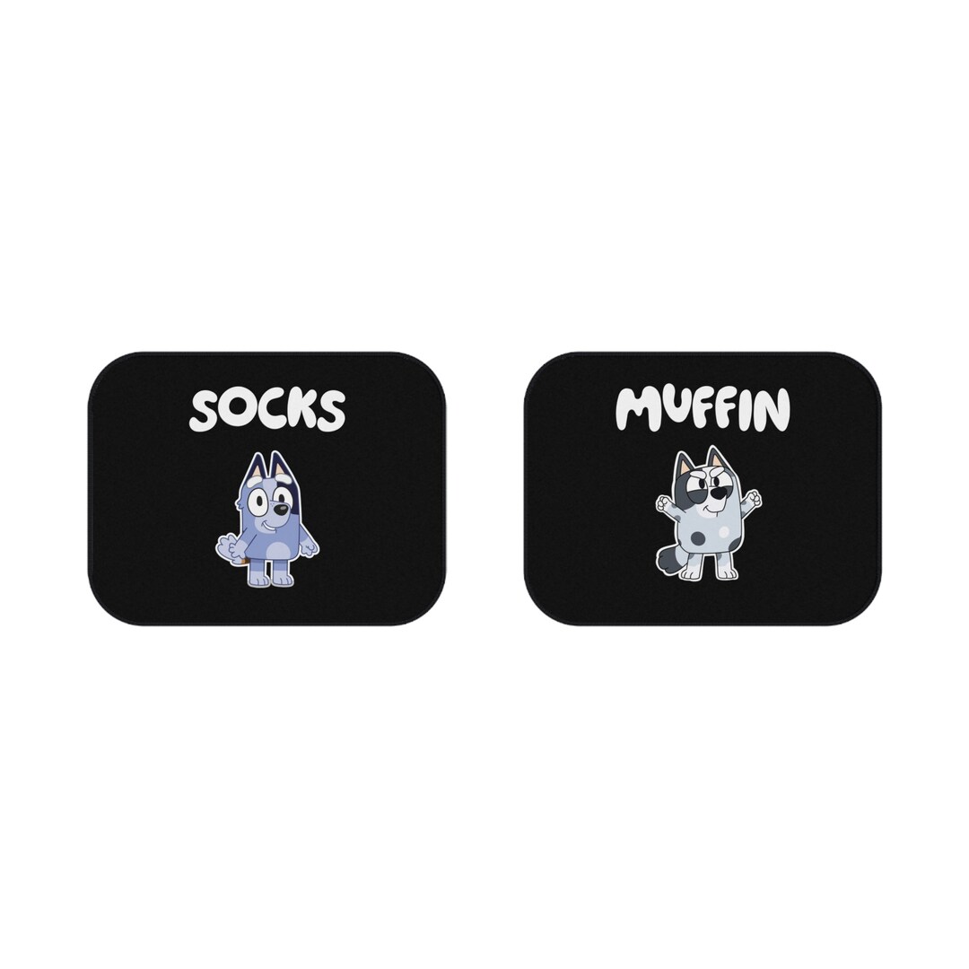 Socks and Muffin Car Mats 2x Rear, Bluey Car Mats, Bluey Muffin Merch ...