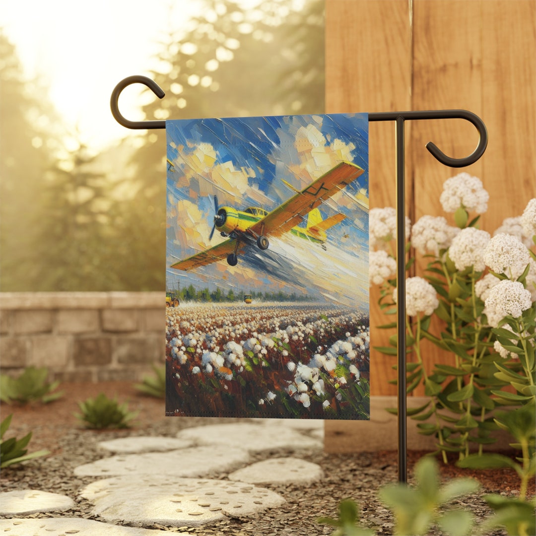 Vintage Crop Duster Garden Flag - Farmhouse Outdoor Decor - Cotton ...