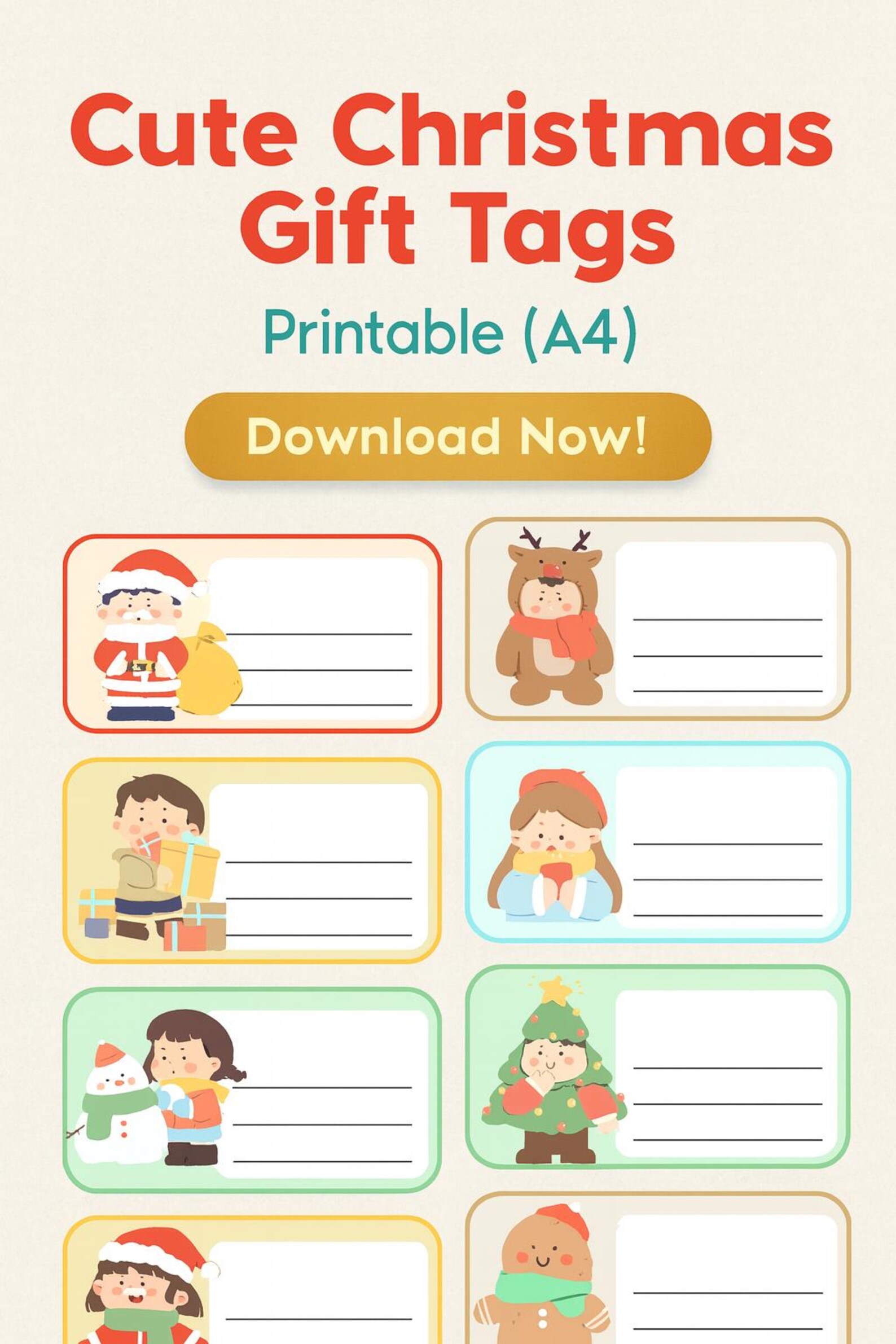 Christmas Gift Tags | Printable Holiday Stickers (A4 PDF) - Etsy