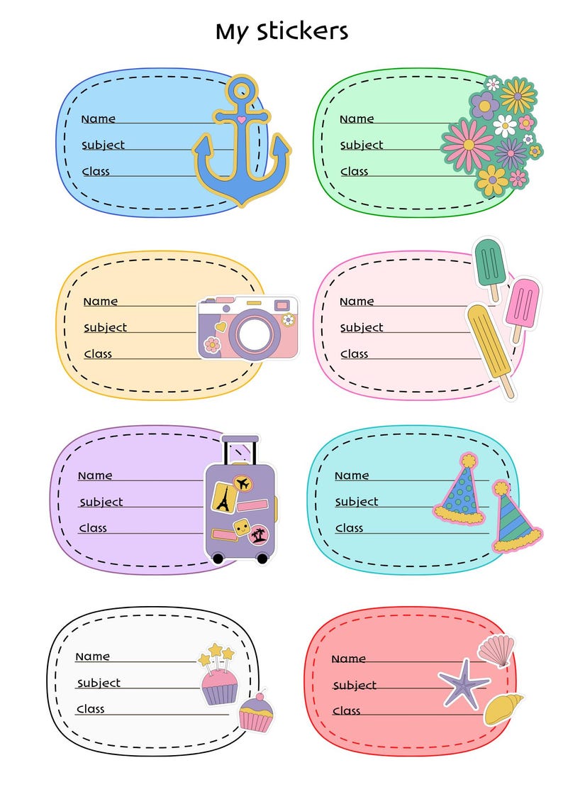 Editable School Name Stickers – Printable Label Tags (PDF) - Etsy