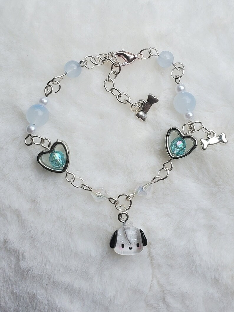 Pochacco Inspired Beaded Bracelet Blue y2k, Cottage Core, Coquette ...