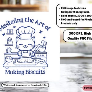 Cat Making Biscuits PNG Funny Cute Cat Clipart Cats & Baking Design ...