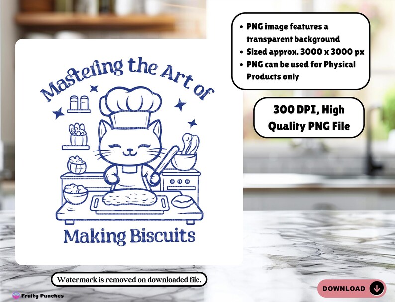 Cat Making Biscuits PNG Funny Cute Cat Clipart Cats & Baking Design ...