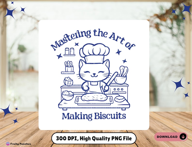Cat Making Biscuits PNG Funny Cute Cat Clipart Cats & Baking Design Gift for a Baker Cat ...