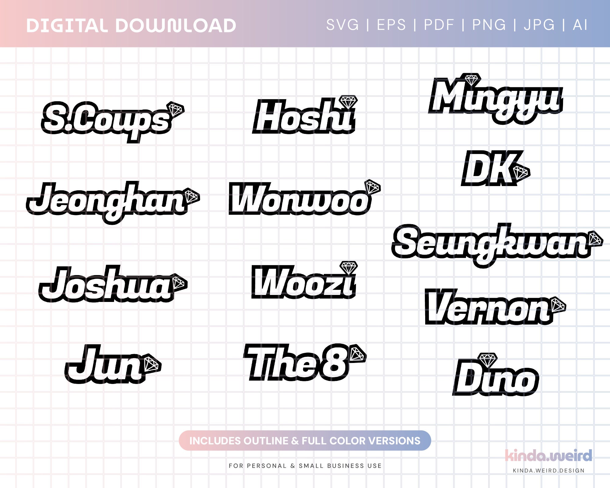 Seventeen Kpop Lightstick Printable Decal Set | Download Svg, Png, Jpg ...
