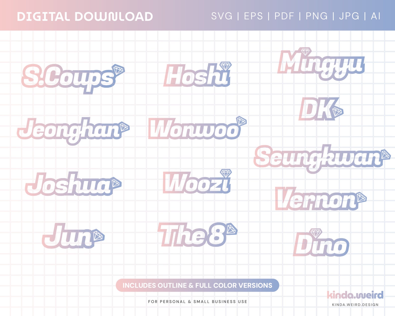 Seventeen Kpop Lightstick Printable Decal Set | Download Svg, Png, Jpg ...