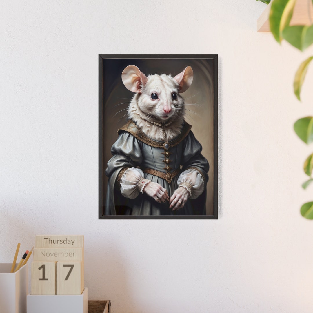 Posters With Wooden Frame, Noble Rat Painting, Painting of a Rat Count ...