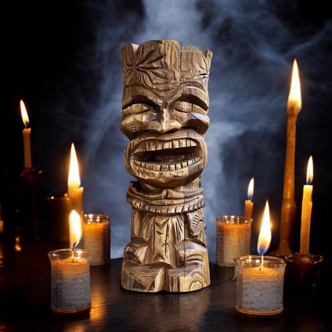 Tiki God of Creation Hawaiian Tiki God Woodcarving Tiki Face Tiki Gods ...