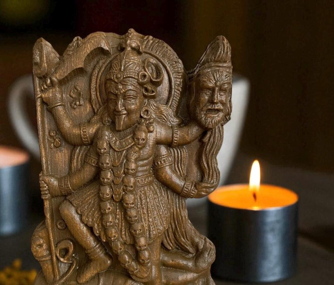 Kali Statue Kali Ma Altar Guide Kali Goddess Wooden Hindu Goddess of ...
