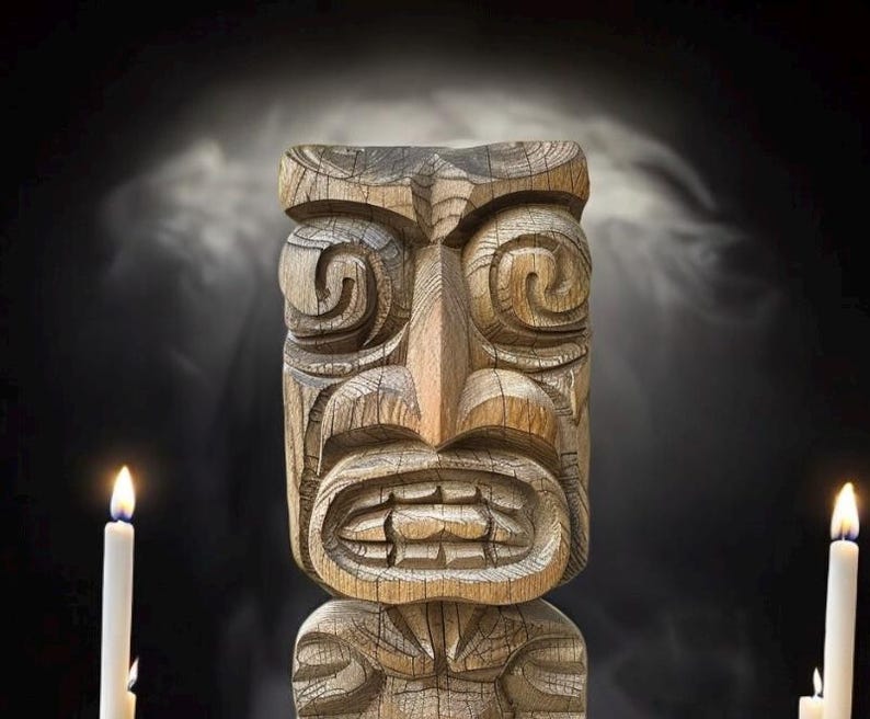 Hawaiian Tiki Sculpture Goodluck Statue Tiki God of Goodluck and ...