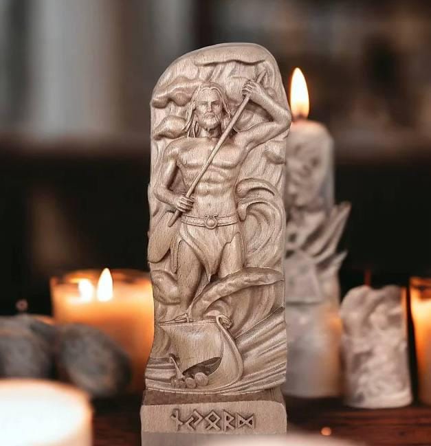Njord Statue Wood Sculpture Wood Carving Njord Norse Pagan God Statue ...