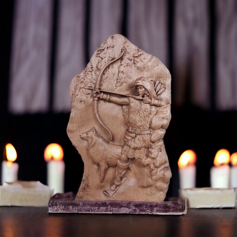 Skadi Statue Skathi Skade Devana Goddess of Hunting Norse Gods Wood ...