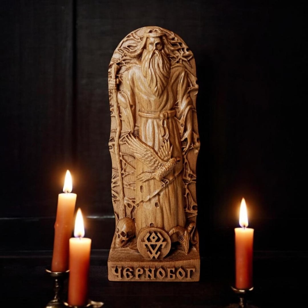Chernobog Wooden Statue Slavic God Statue Carved Chernobog Statue ...