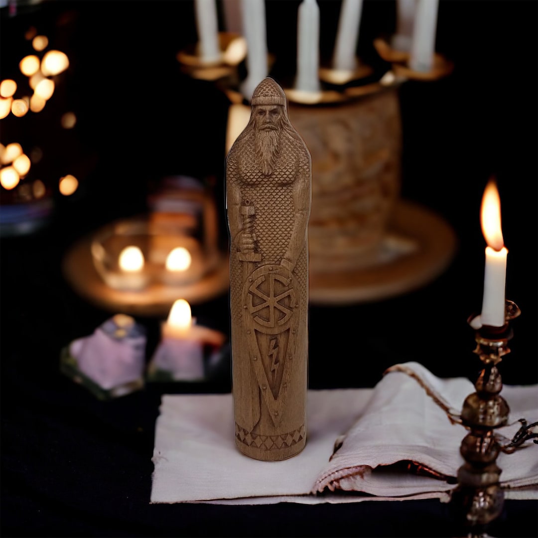 Perun Hand Carved Wooden Slavic Pantheon Perun God Statue Wood Statue ...
