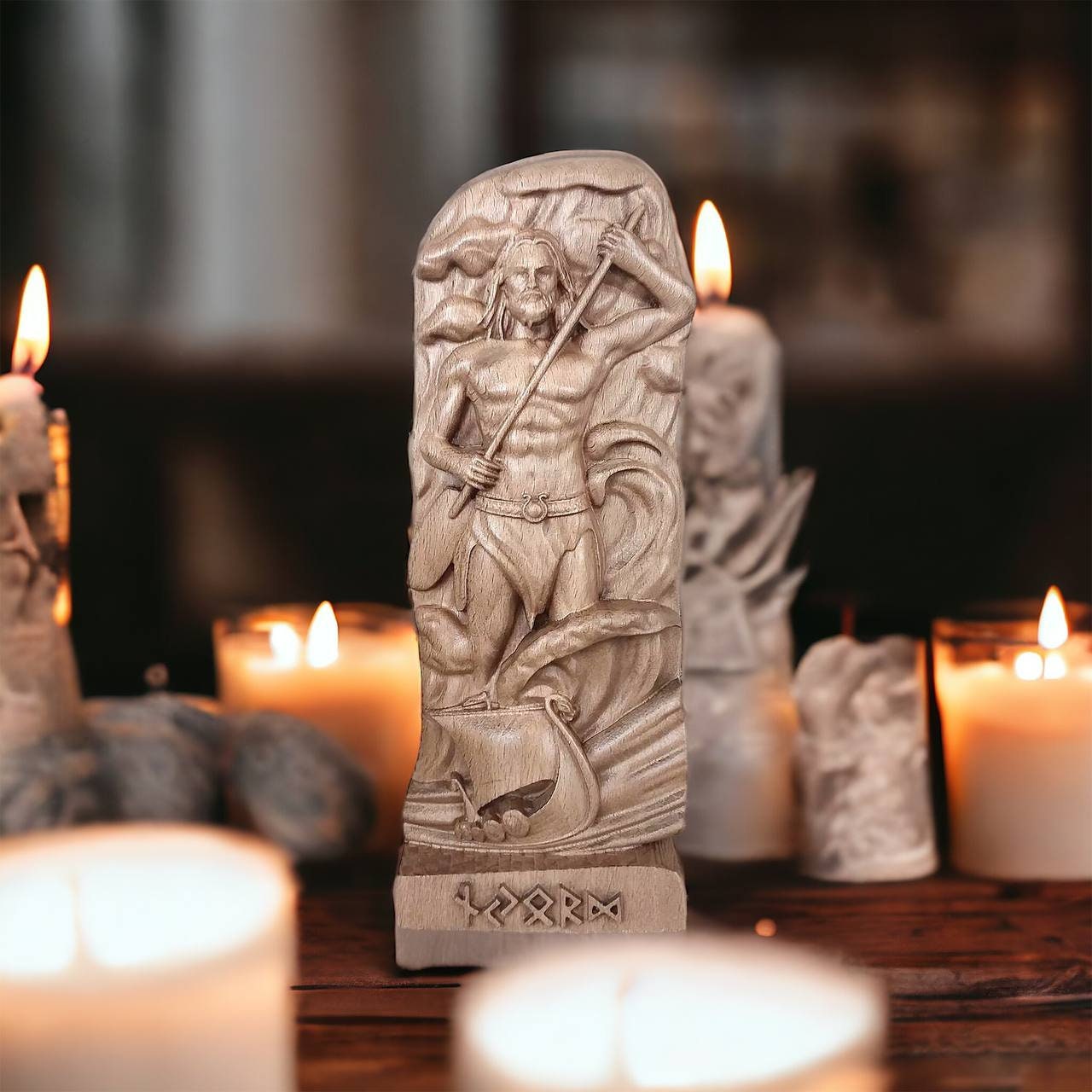 Njord Statue Wood Sculpture Wood Carving Njord Norse Pagan God Statue ...