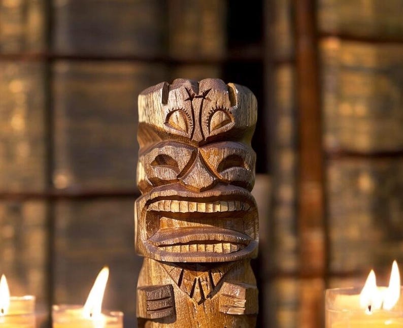 Hawaiian Hand Carved Polynesian Style Ki'i Tiki Statue Hawaiian Ki'i ...