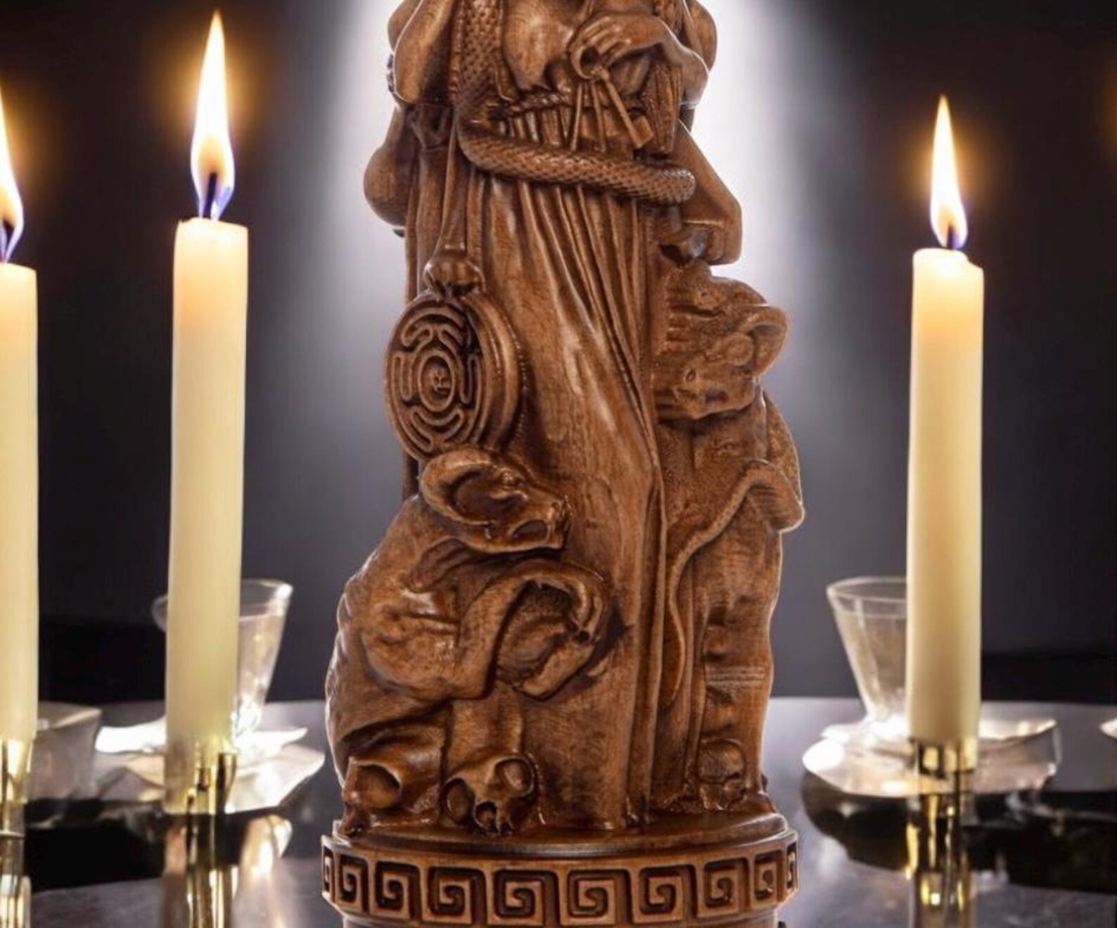 Hecate Wood Statue Hekate Miniature Statue Triple Goddess Hekate Hecate ...