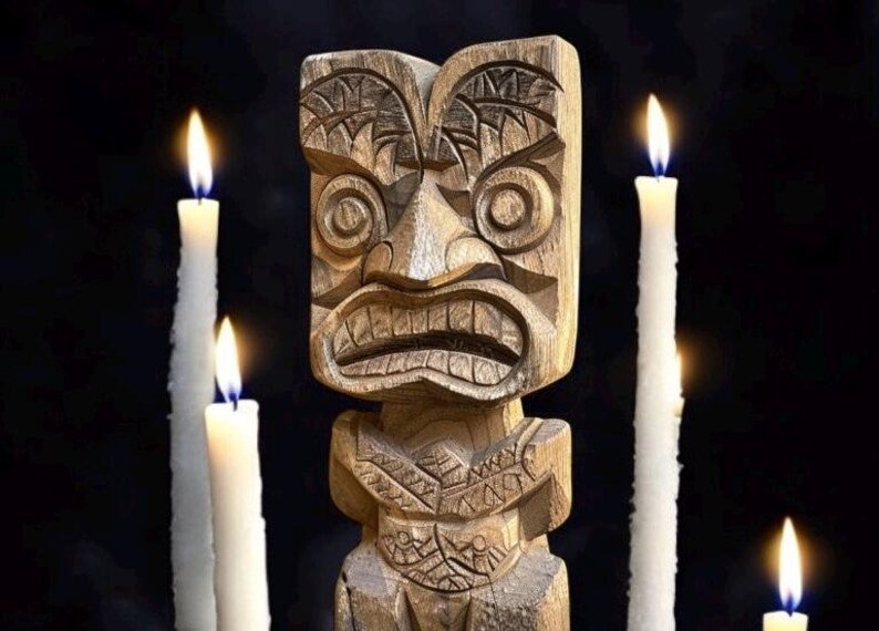 Hawaiian Tiki Sculpture Goodluck Statue Tiki God of Goodluck and ...
