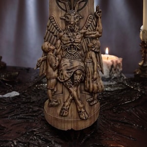 Baphomet Wooden Statue Ancient Wisdom Pentagram Sabbatic Goat Magic ...